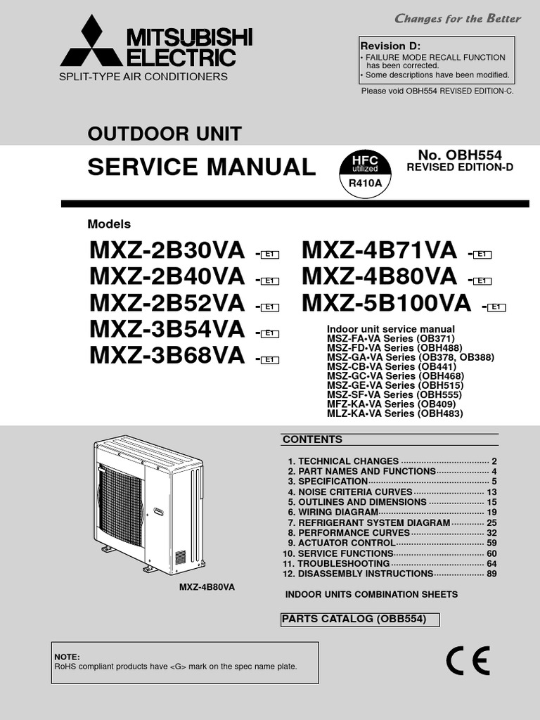 MXZ-B Manual Tecnico Mitsubishi Electric | PDF | Air Conditioning | Electrical Resistance And ...