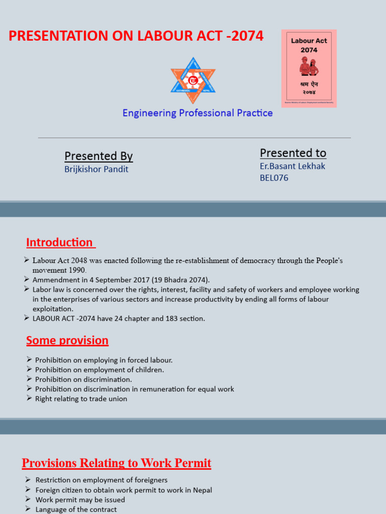 Presentation On Labour Act - 2074: Presented by Presented To | PDF ...