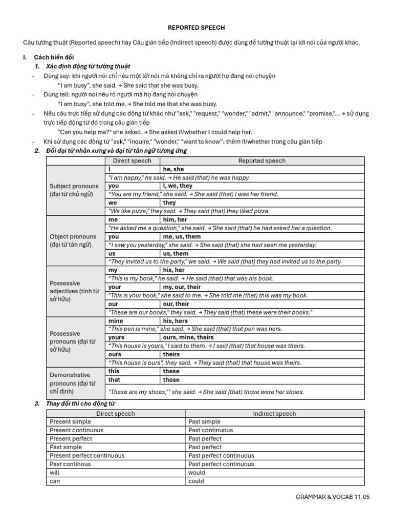 Reported Speech, Passive Voice, Articles | PDF