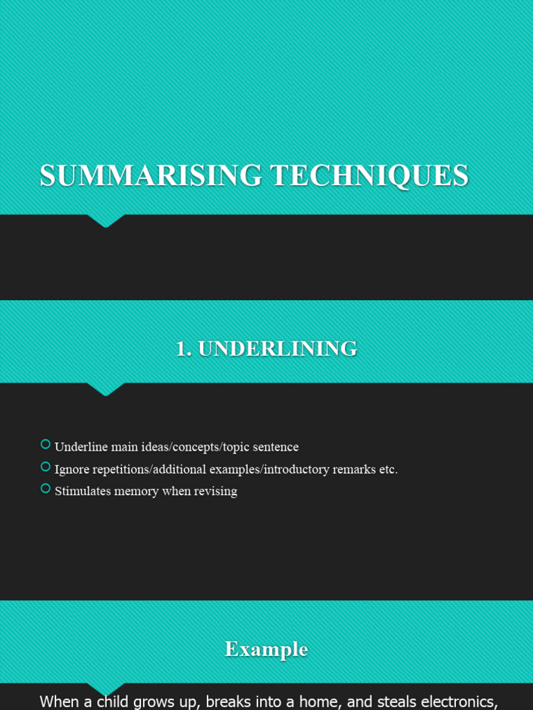 Summarising Techniques | PDF | Vocabulary | Linguistics