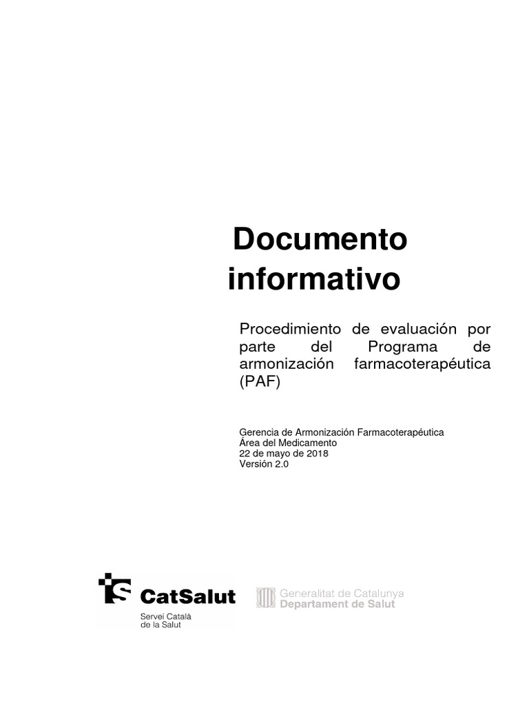 Documento Informativo Procedimiento Evaluacion PHF | PDF | Farmacia ...