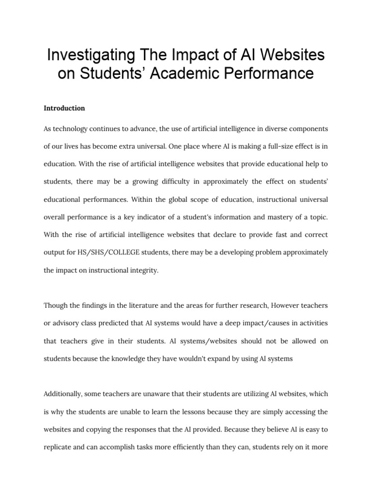 Impact of AI Websites on Student Learning | PDF | Artificial ...