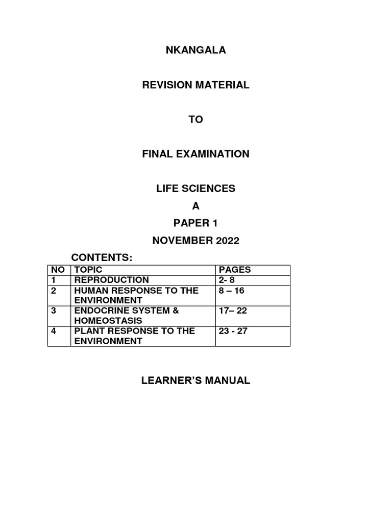 Last Push To Final Exam Paper 1 Manual | PDF | Uterus | Menstrual Cycle
