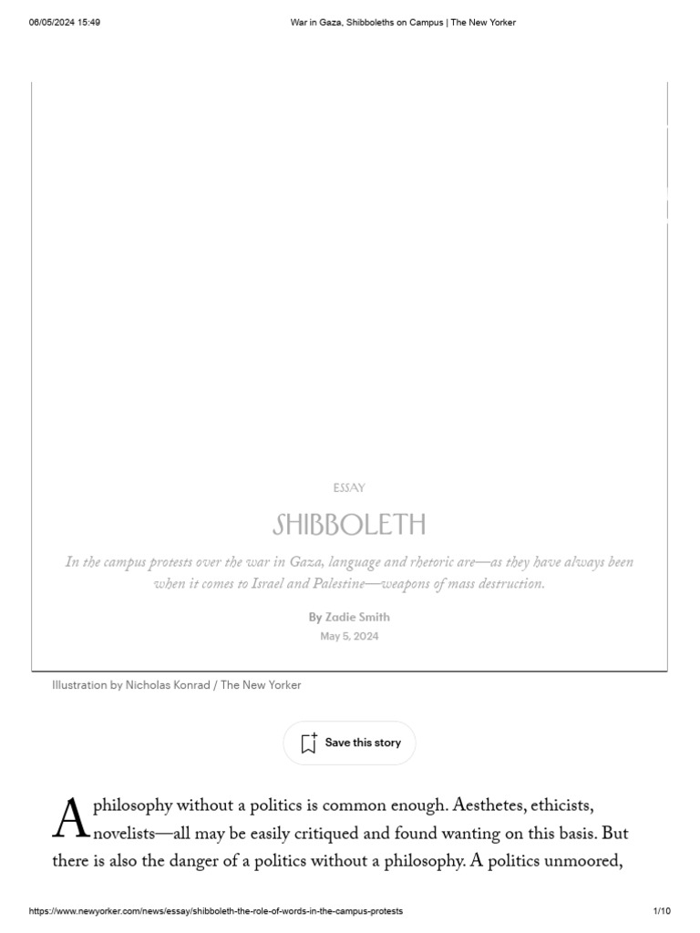 War in Gaza, Shibboleths On Campus - The New Yorker | PDF | Benjamin ...