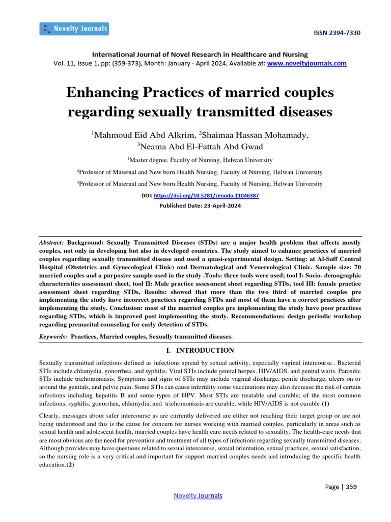 Enhancing STD Awareness in Married Couples | PDF | Sexually Transmitted ...