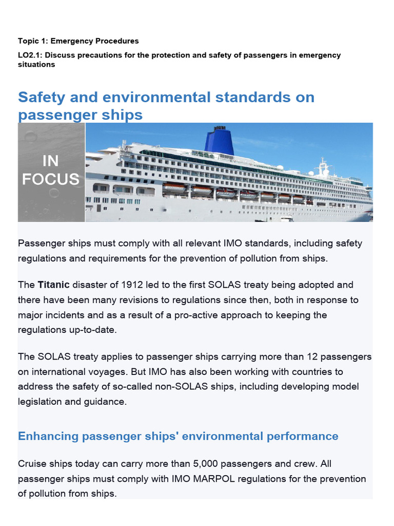 Topic 1 Emergency Procedures | Download Free PDF | Shipping | Water Transport
