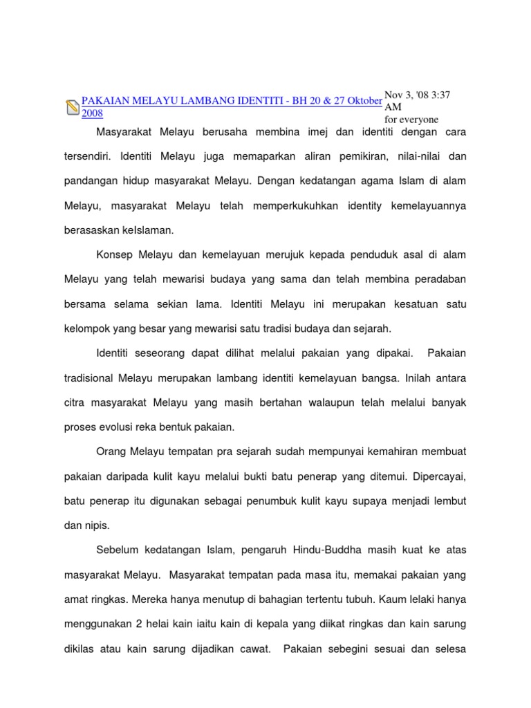 Pakaian Melayu Lambang Identiti | PDF