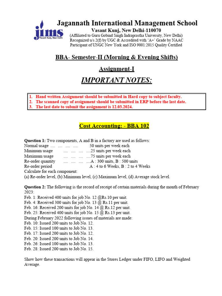Jagannath International Management School: Important Notes | PDF ...