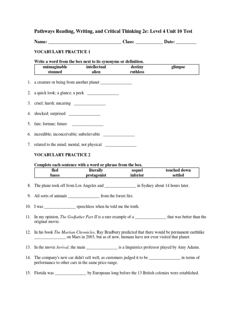 Pathways Rw4 2e U10 Test | PDF | Space X | Nasa