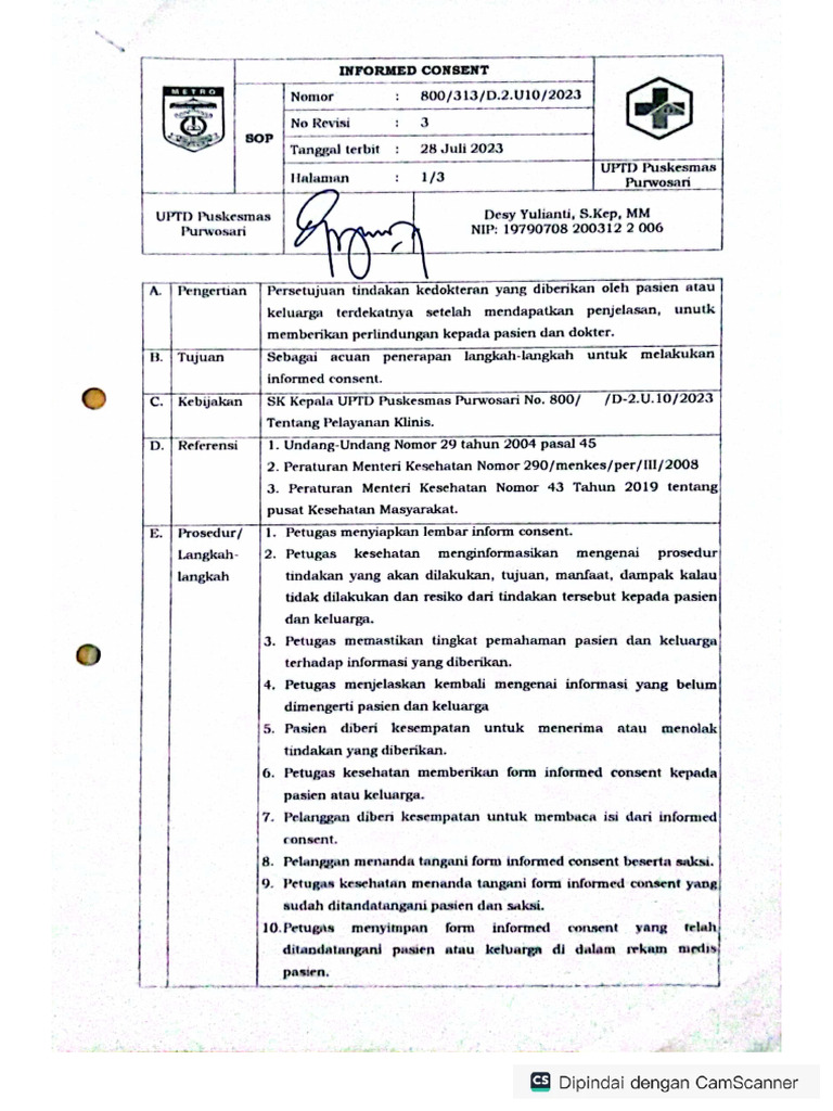 Sop Informed Consent | PDF