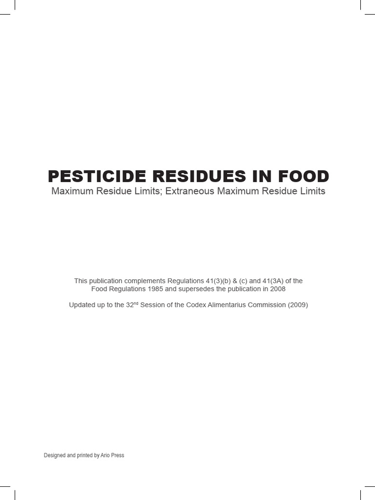 Pesticide Residue Limits in Food | PDF | Fruit | Agriculture