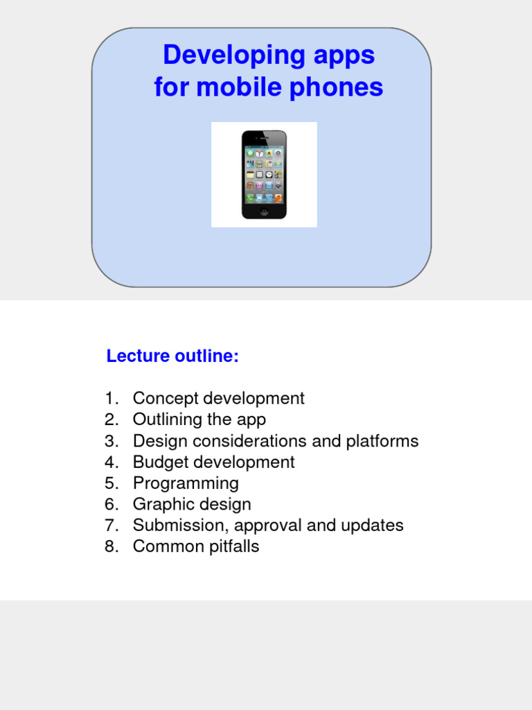 Developing Apps For Mobile Phones | PDF | Mobile App | Android (Operating System)