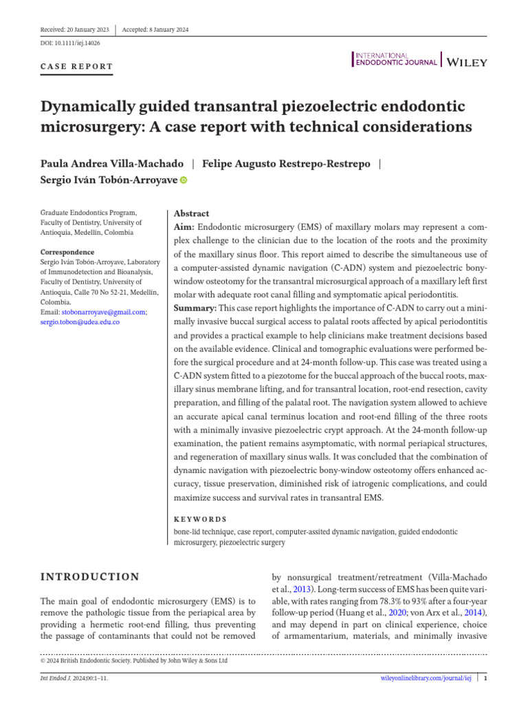 Dynamically Guided Transantral Piezoelectric Endodontic Microsurgery ...