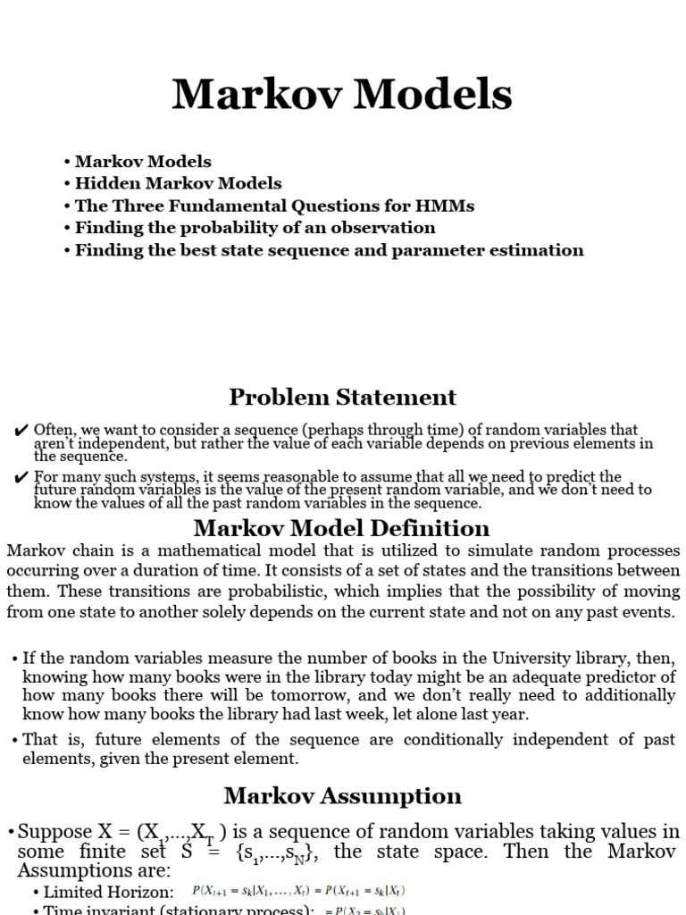 Markov Models | PDF | Markov Chain | Statistical Models
