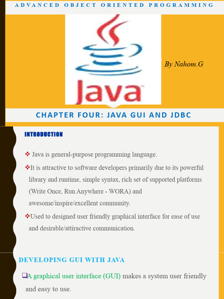 AOOP CH - 4 GUI-1 | PDF | Window (Computing) | Java (Programming Language)