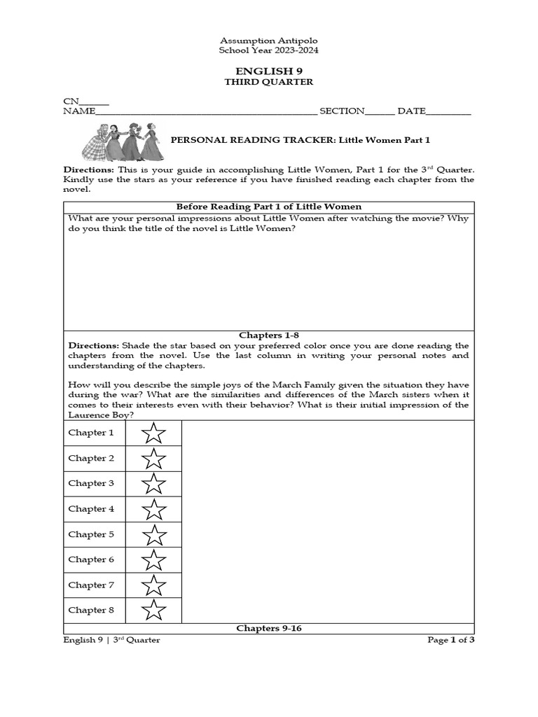 Little Women Vol 1 Personal Reading Tracker | PDF | Little Women