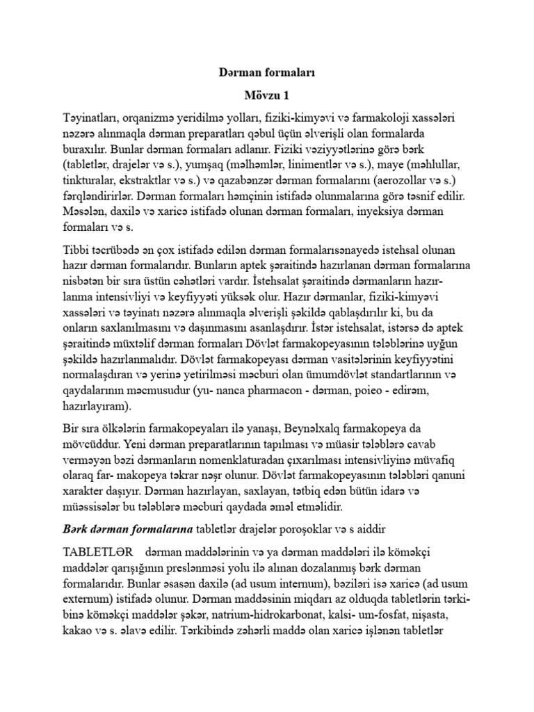 Dərman Formaları | PDF