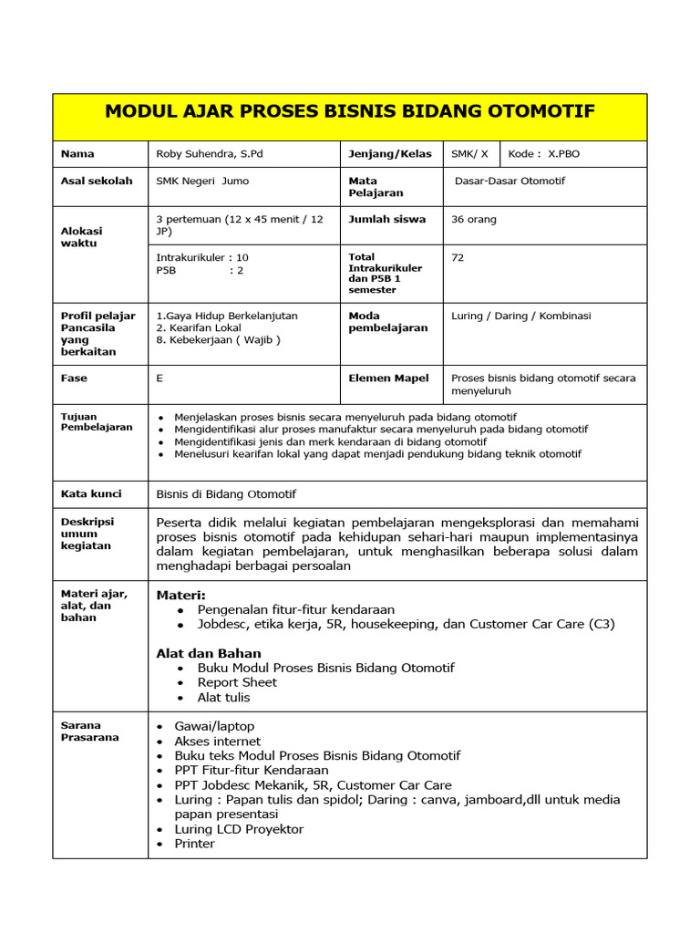 Form Modul Ajar DDO | PDF | Seni
