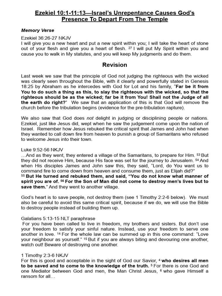 Ezekiel 10v1-11v13 - Israel's Unrepentance Causes God's Presence To ...