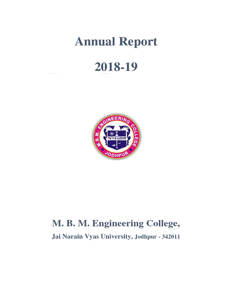 Mbm Annual Report 2018-19 | PDF | Engineering