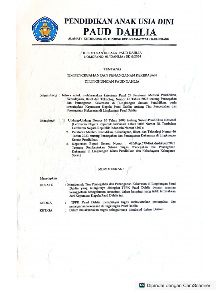 SK TPPK Paud Dahlia | PDF