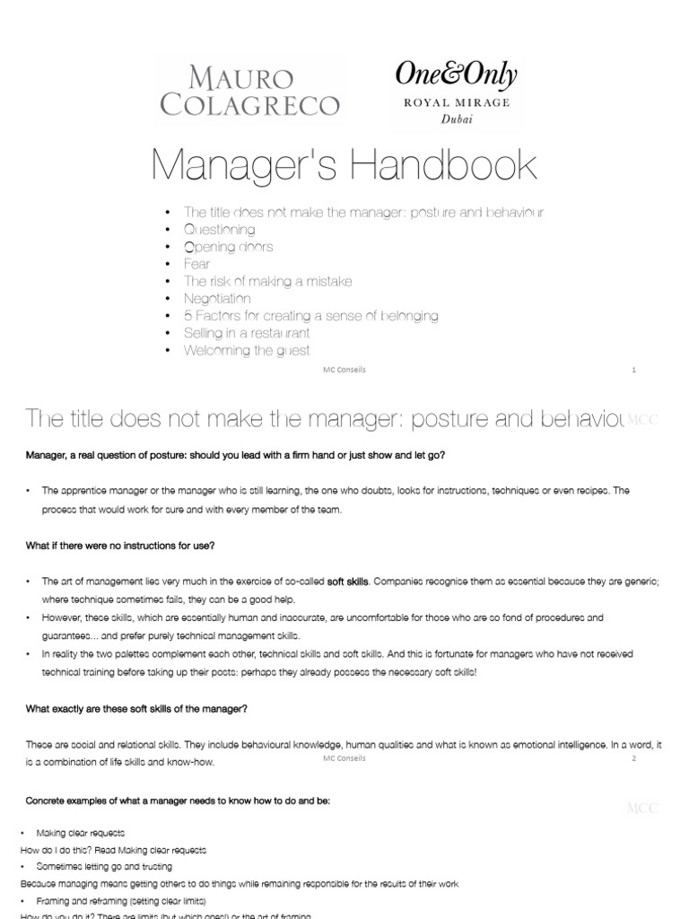 Manager - S Handbook O&O | PDF | Procedural Knowledge | Sales