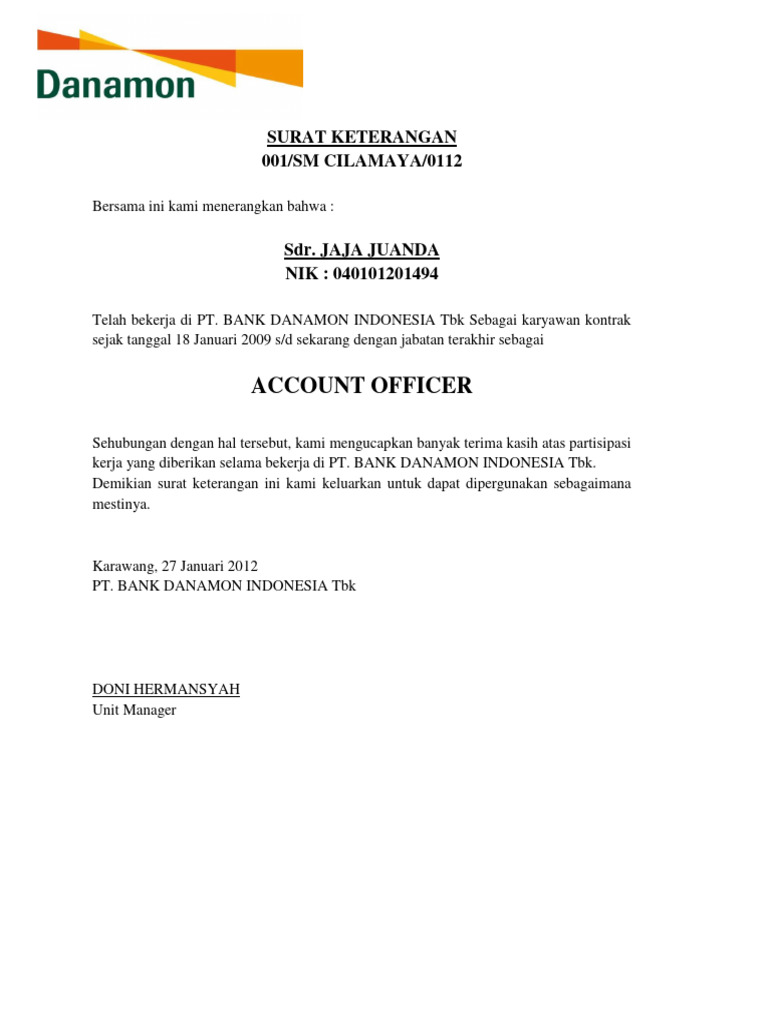 Faklaring Bank Danamon | PDF | Karier & Perkembangan | Bisnis