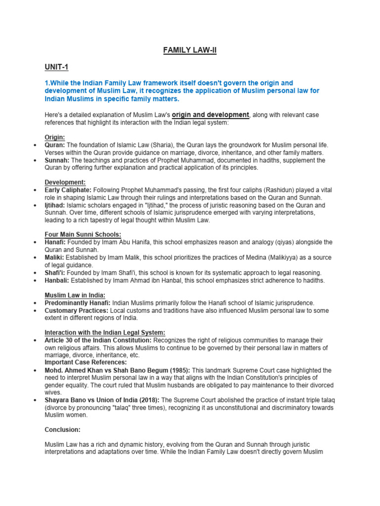 Muslim Law in Indian Family Matters | PDF | Sharia | Marriage