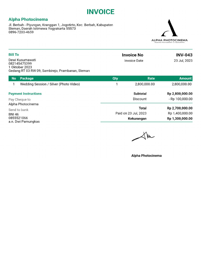 Invoice INV 043 | PDF