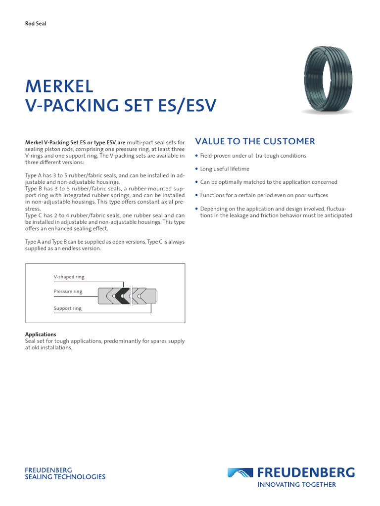 Merkel V-Packing Set Es/Esv: Value To The Customer | PDF | Piston ...