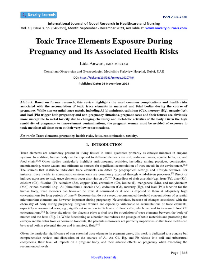 Toxic Trace Elements Exposure During Pregnancy and Its Associated ...