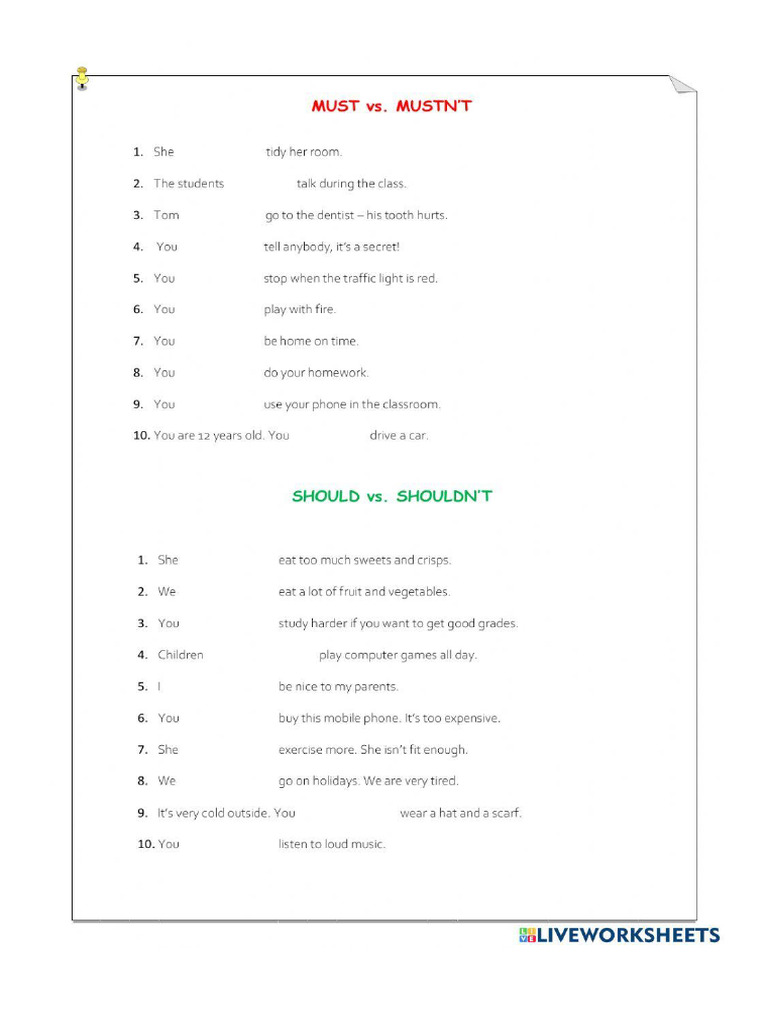 Document - Modales 1eso Should Must | PDF