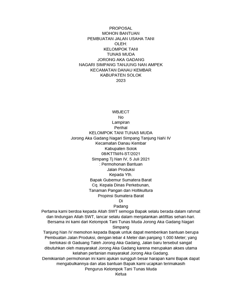 Proposal Kelompok Tani Tunas Muda | PDF