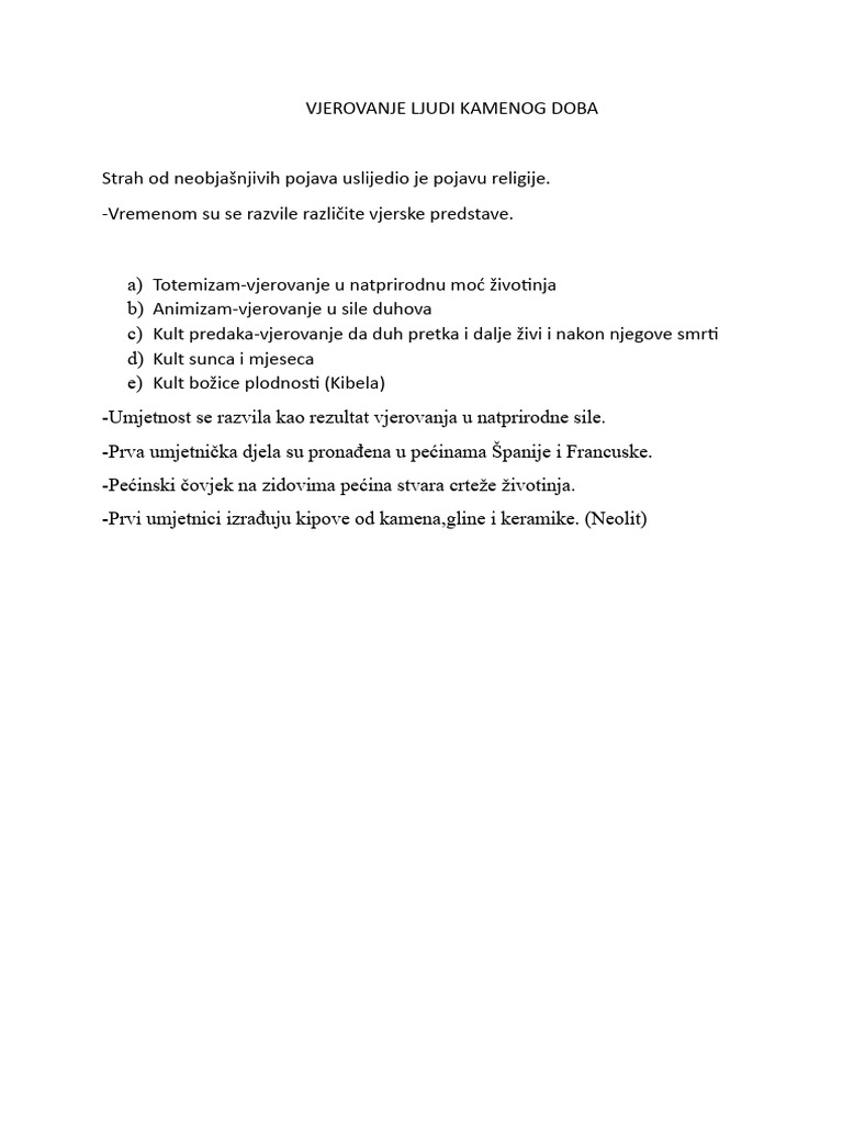 Vjerovanje Ljudi Kamenog Doba | PDF