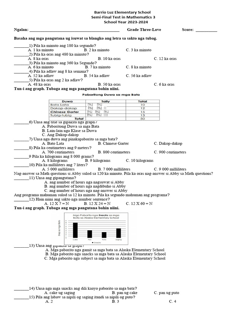 4TH Quarter-Math 3 | PDF