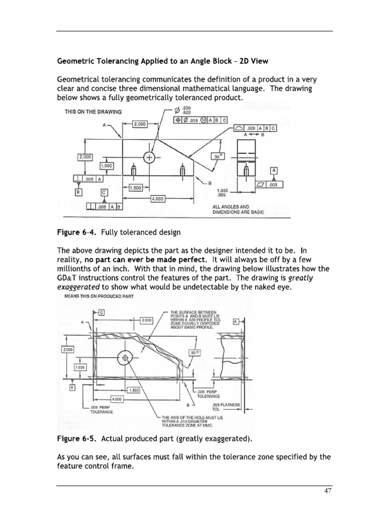 Geometric Tolerancing Applied to an Angle Block – 2D View | PDF