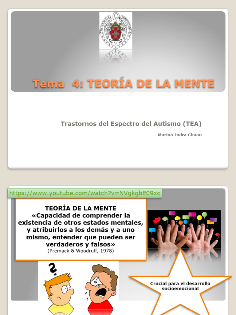 TEMA 4. TOM | PDF | Teoria de la mente | Espectro autista