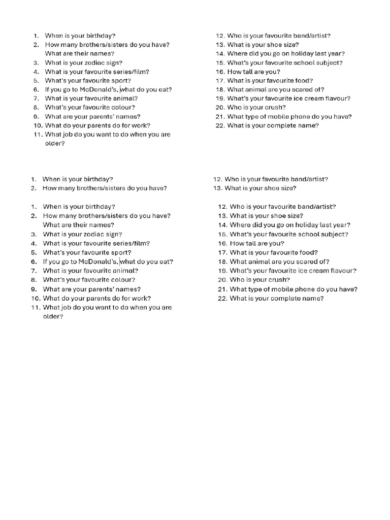 Partner Quiz Questions | PDF