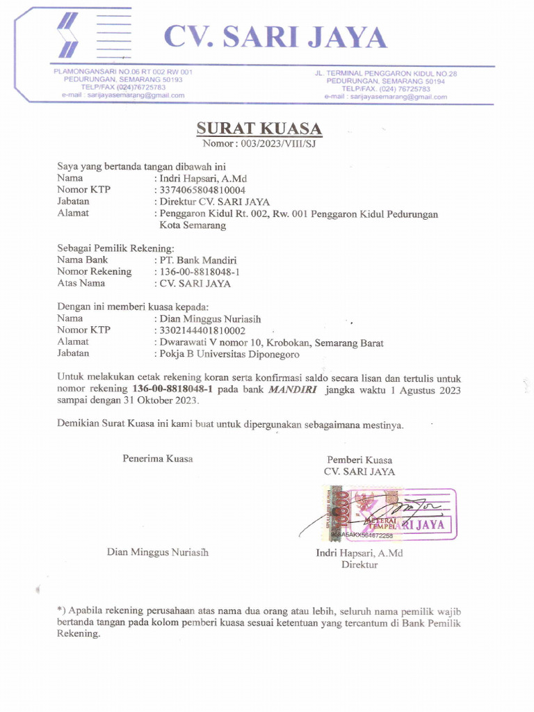 Surat Kuasa Asli | PDF