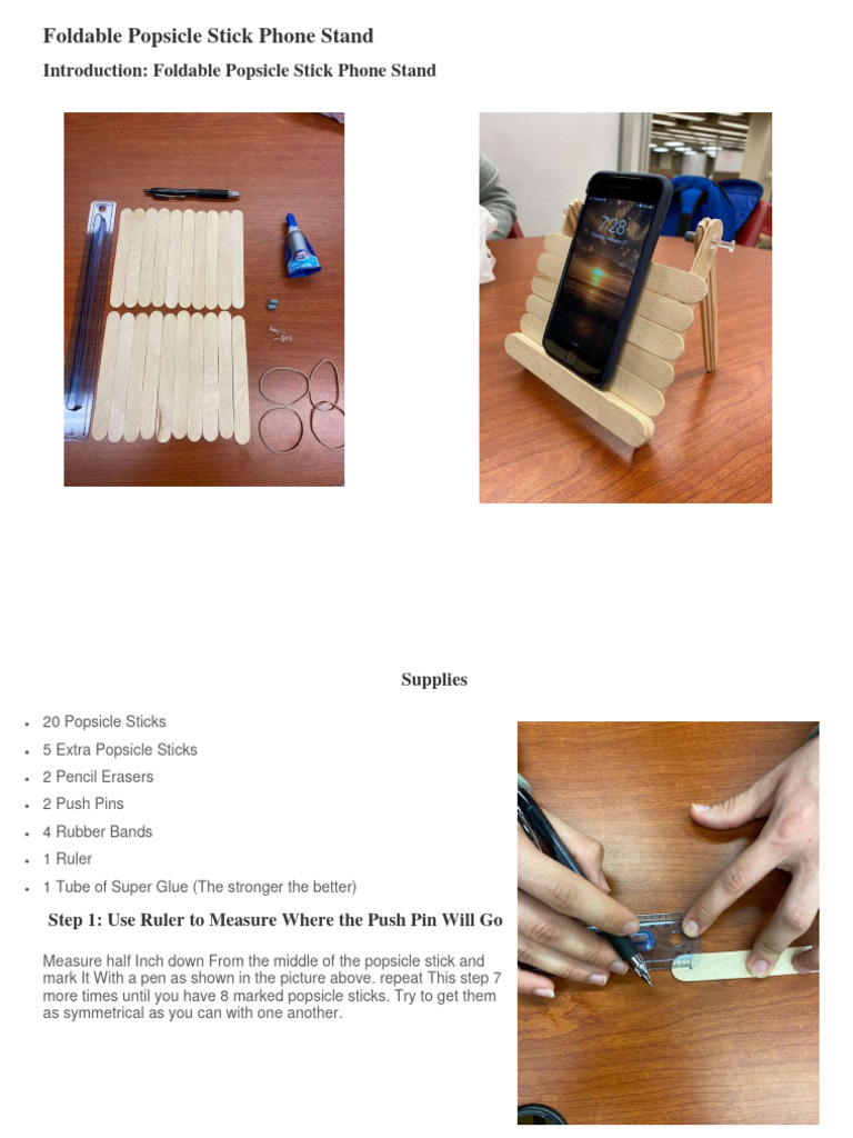 Foldable Popsicle Stick Phone Stand | PDF | Adhesive