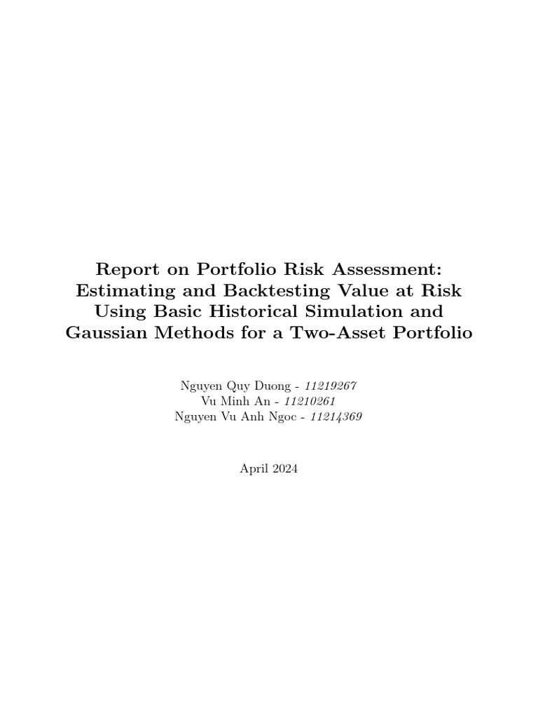 N4 - Risk Analytics 2 Report | PDF | Value At Risk | Risk