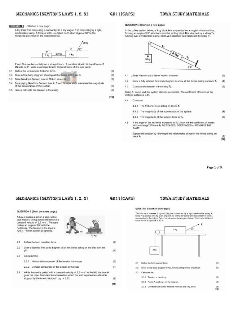 P1 Machanics (Newton's Law 1, 2, 3) | PDF