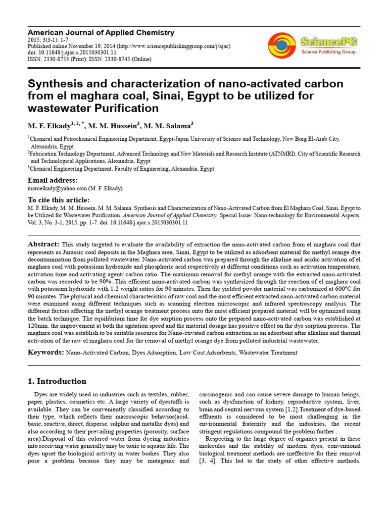 Synthesis and Characterization of Nano A | PDF | Adsorption | Ph