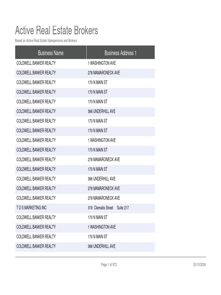 Active Real Estate Brokers | PDF | Revenue | Sales