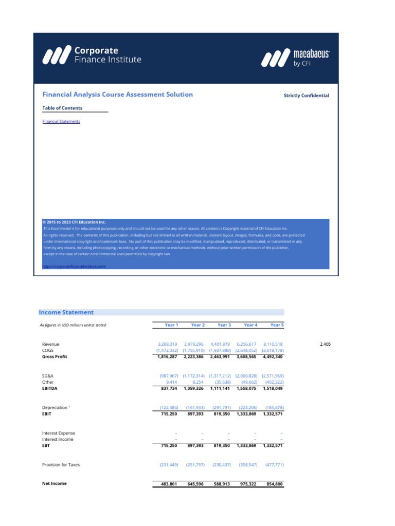 Financial Analysis Assessment Template | PDF | Equity (Finance ...