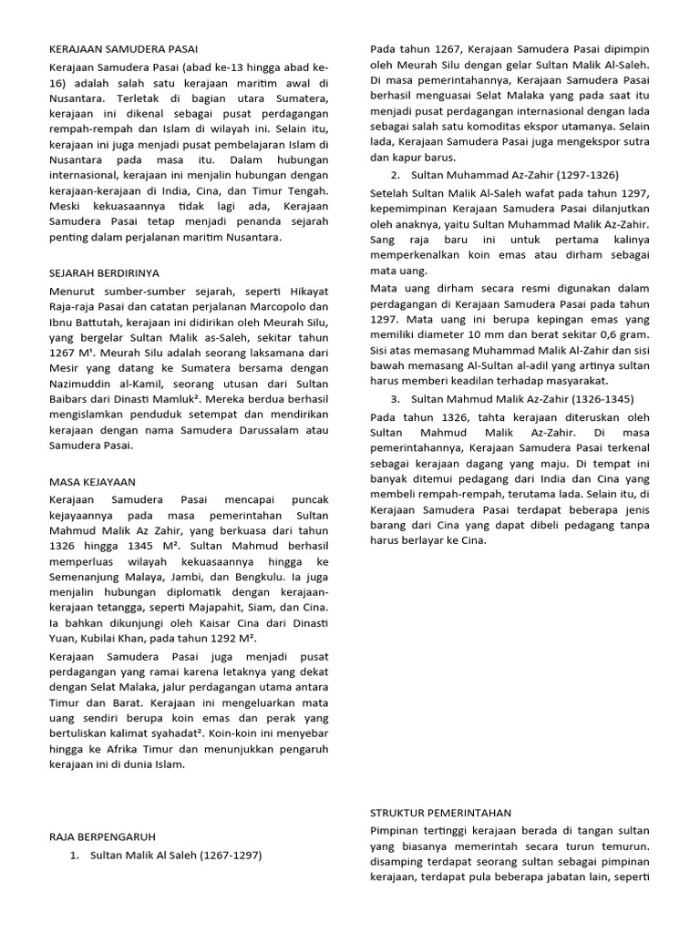 Sejarah Samudera Pasai | PDF