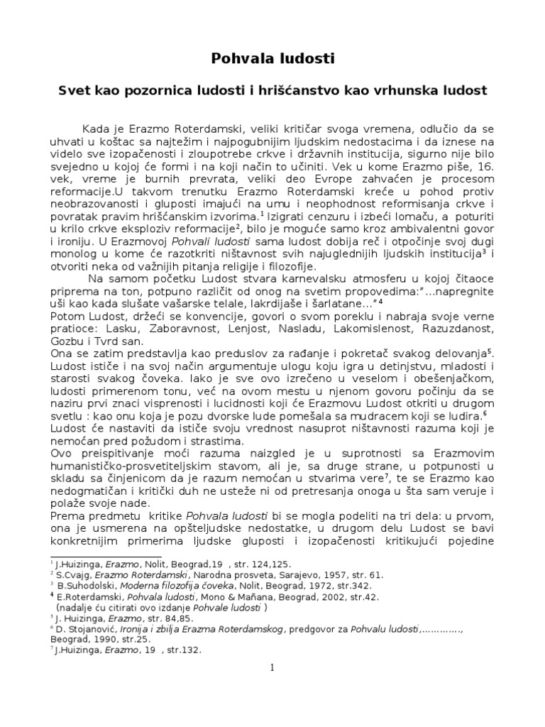 Pohvala Ludosti | PDF