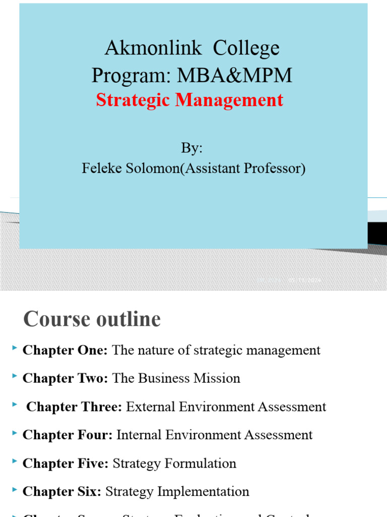 Advance Strategic MGT 1-7 For Teaching | PDF | Strategic Management | Competitive Advantage