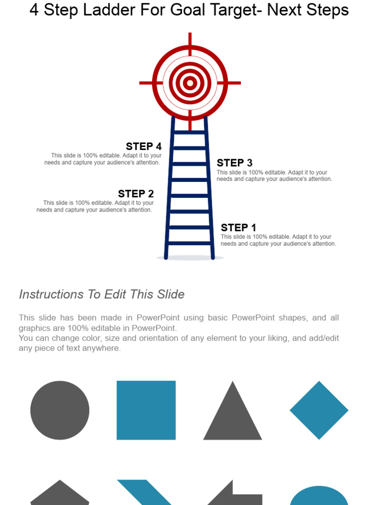 4 Step Ladder For Goal Target Next Steps Powerpoint Guide | PDF