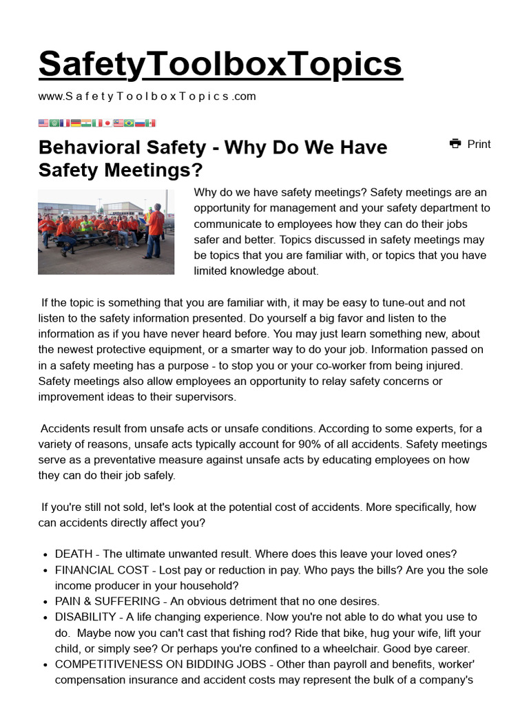 Importance of Safety Meetings Explained | PDF | Safety | Employment